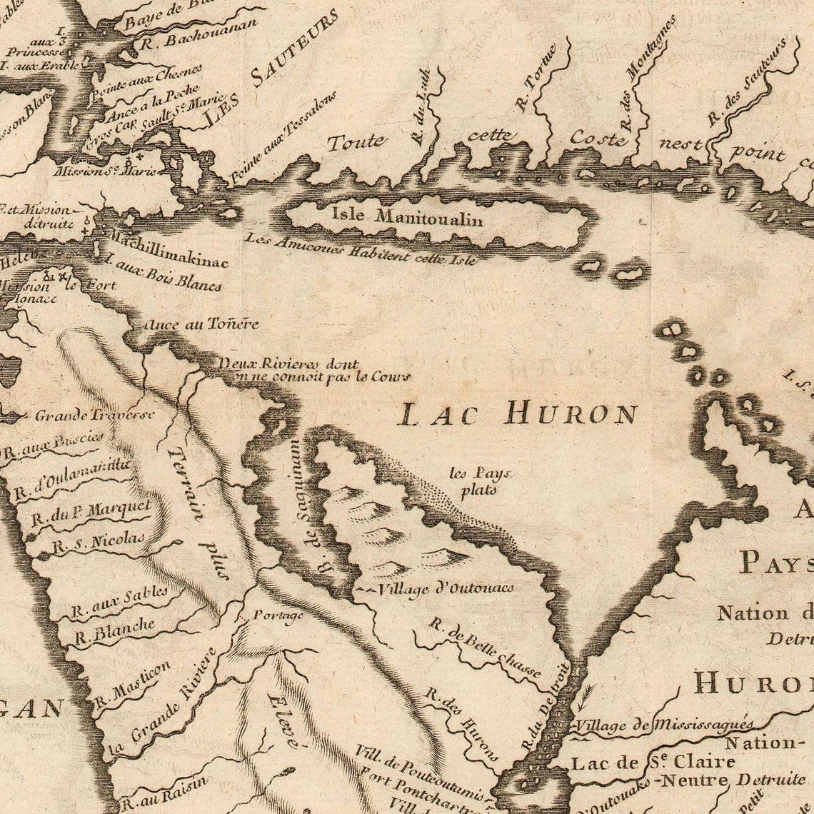 Old Map of Great Lakes 1744 Rare Map Antique Fine - Etsy