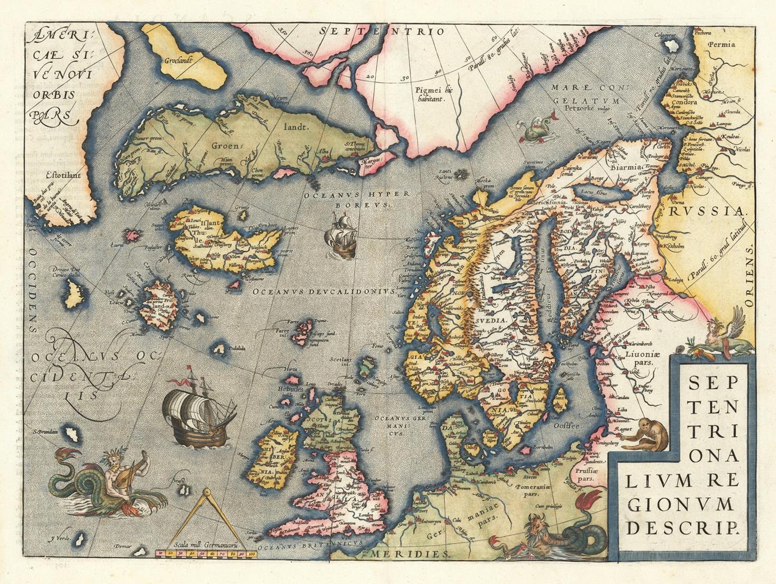 Old Map of North Atlantic 1592 Rare Map Ancient Map Fine - Etsy