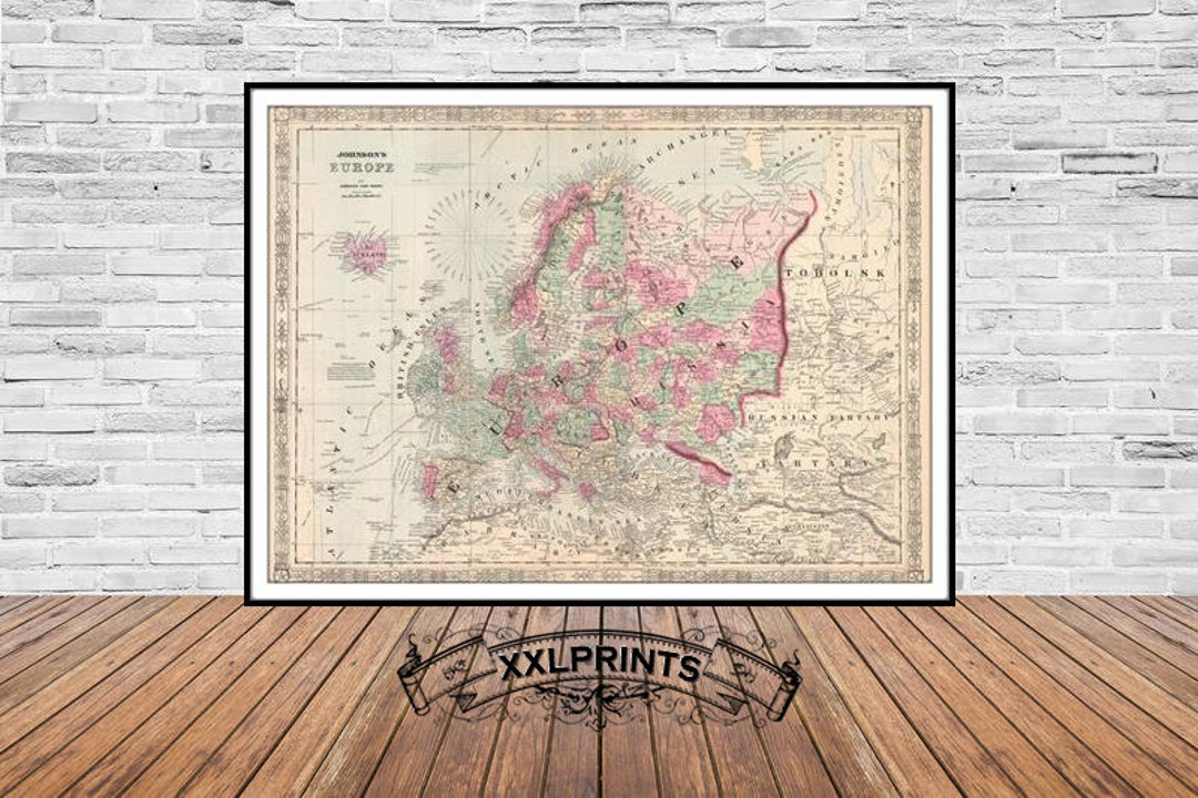 Old Map of Europe, 1864, Antique Map, Rare Map, Fine Reproduction ...