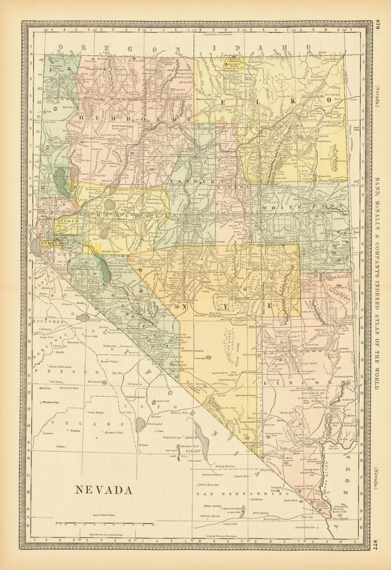 Antique Nevada Map Print, 1882: Fine Art Reproduction - Etsy