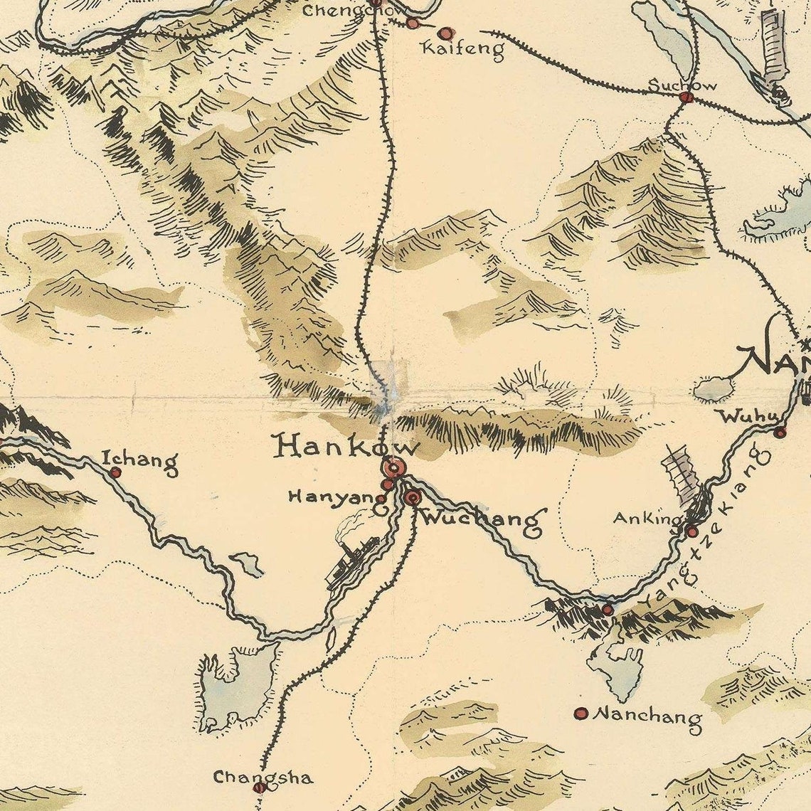 Old map of China 1932 antique map fine reproduction large | Etsy