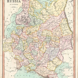 Old Map of Russia, European Part, 1850, Cruchley's Maps, Fine ...