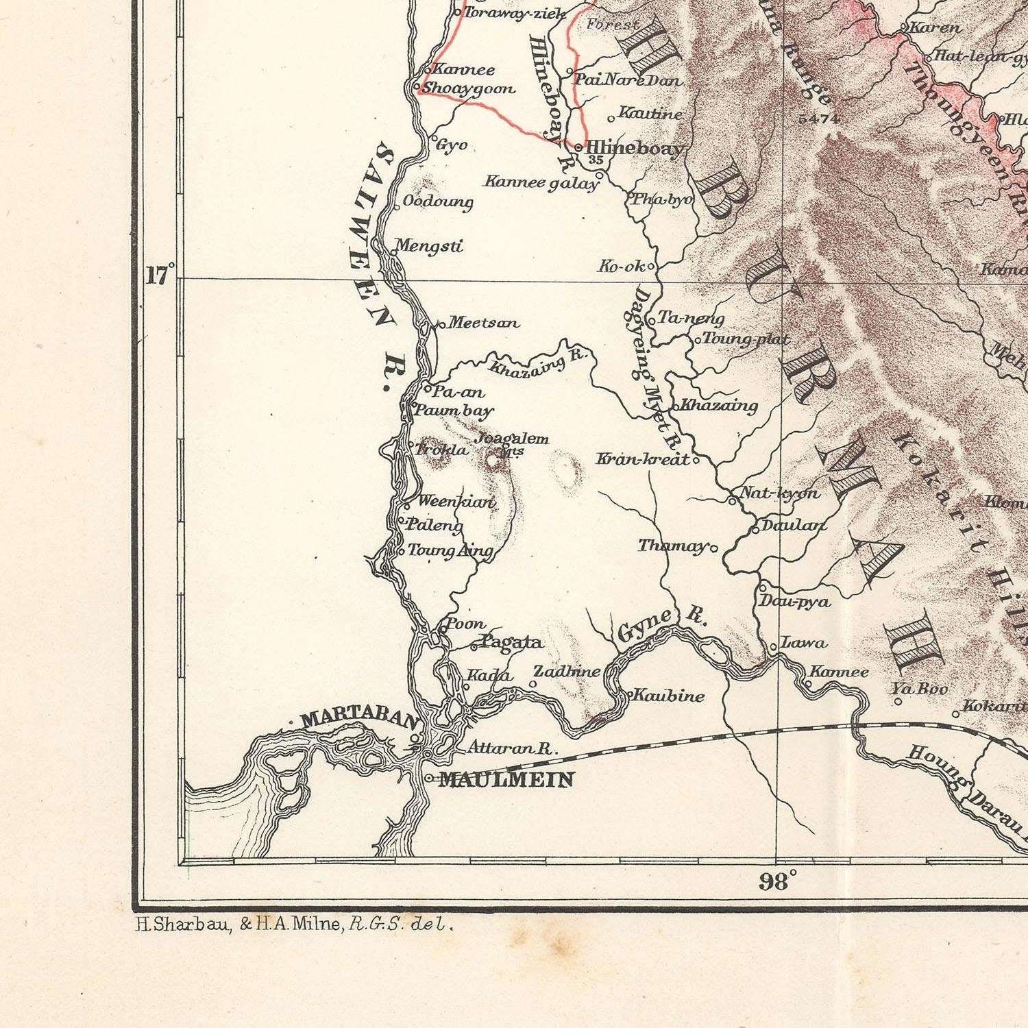 Myanmar Thailand Map Print: 1886 Antique Fine Art Reproduction - Etsy