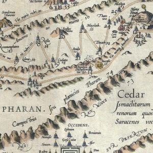 Old Map of Holy Land, Desert of Paran, 1590, Very Rare, 12 Tribes of ...