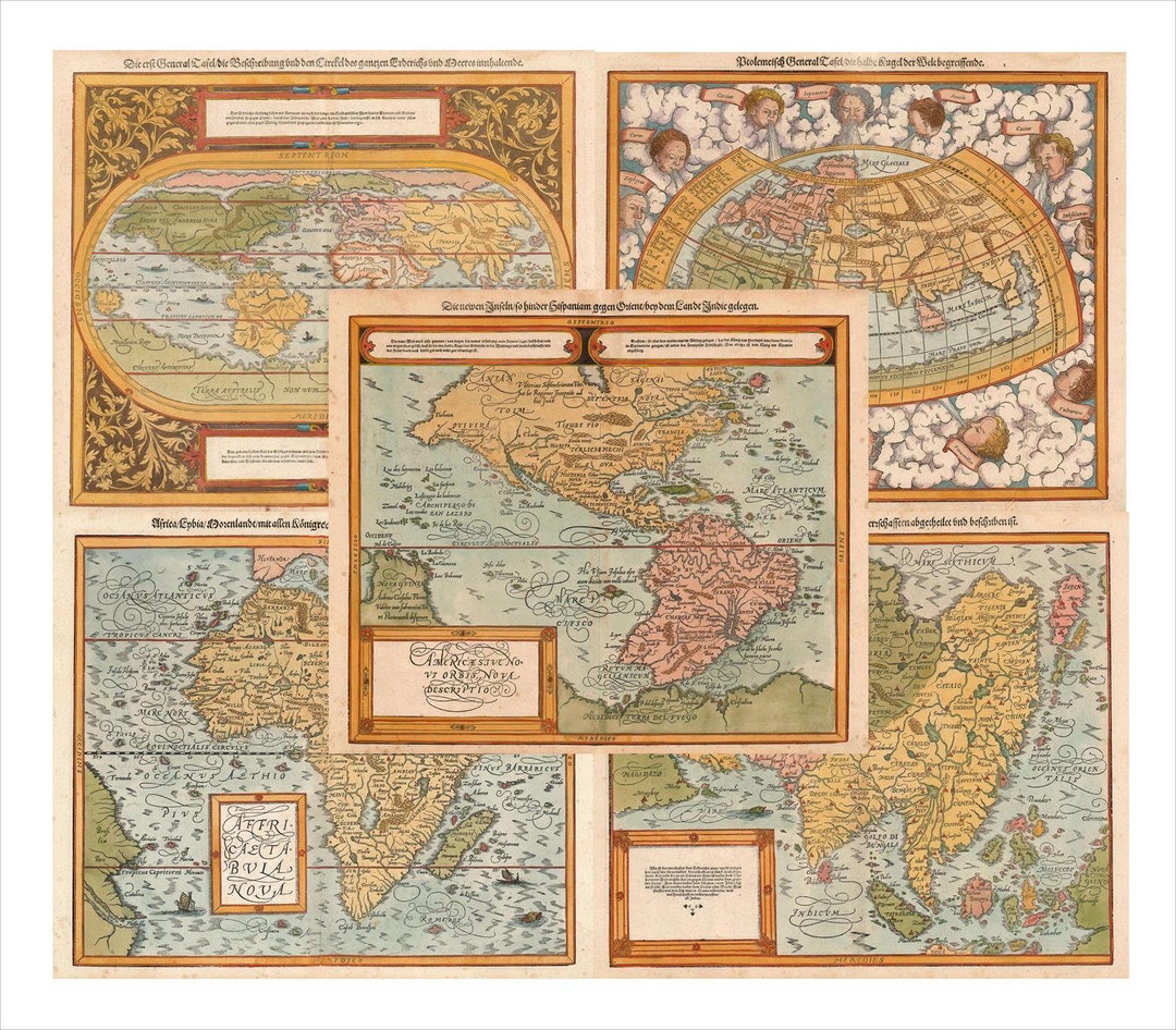 Ancient World Map Set: 1592 Fine Art Reproduction Print - Etsy