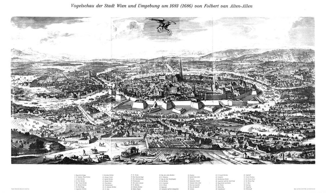 Ancient Map of Vienna 1683 Bird's Eye View Rare Map - Etsy