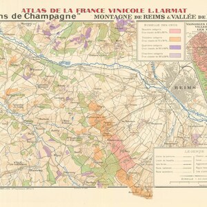 Champagne Wine Map Print: Montagne De Reims, 1944 Vintage Art - Etsy
