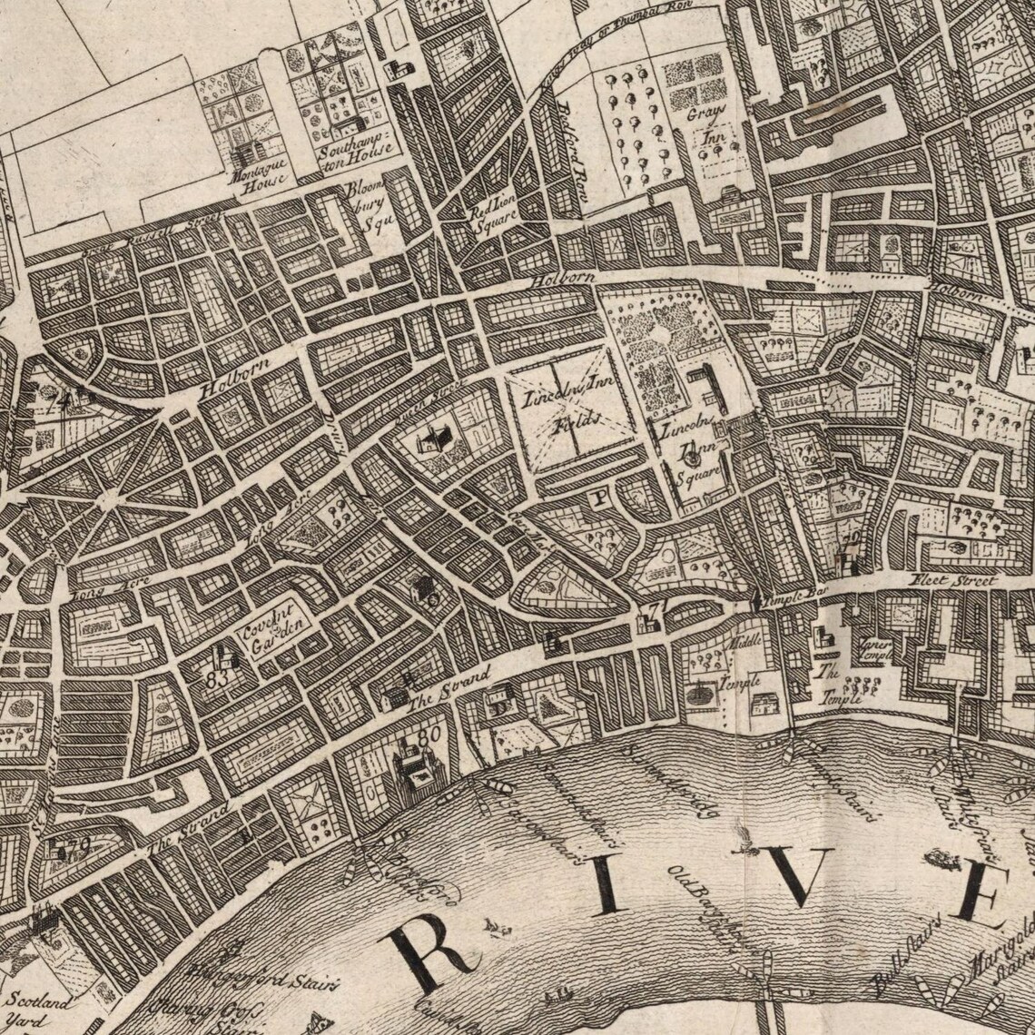 Ancient London Map Print, 1721: Rare Fine Art Reproduction - Etsy Finland