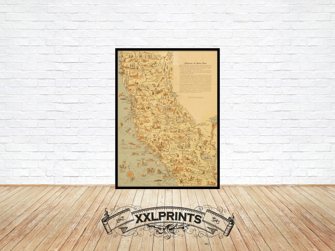 Old Map of Los Angeles, 1940, Pictorial Map, Fine Reproduction, Large ...