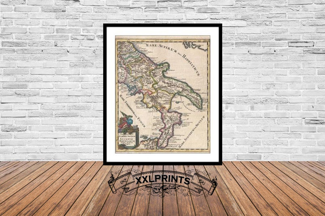 Antique Map of Calabria, Southern Italy - 1729 Fine Art Print - Etsy