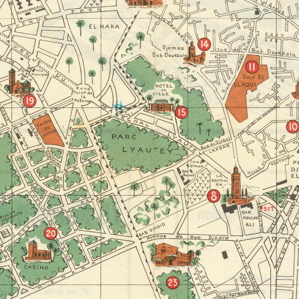 Old city plan of Marrakesh 1950 fine reproduction large | Etsy