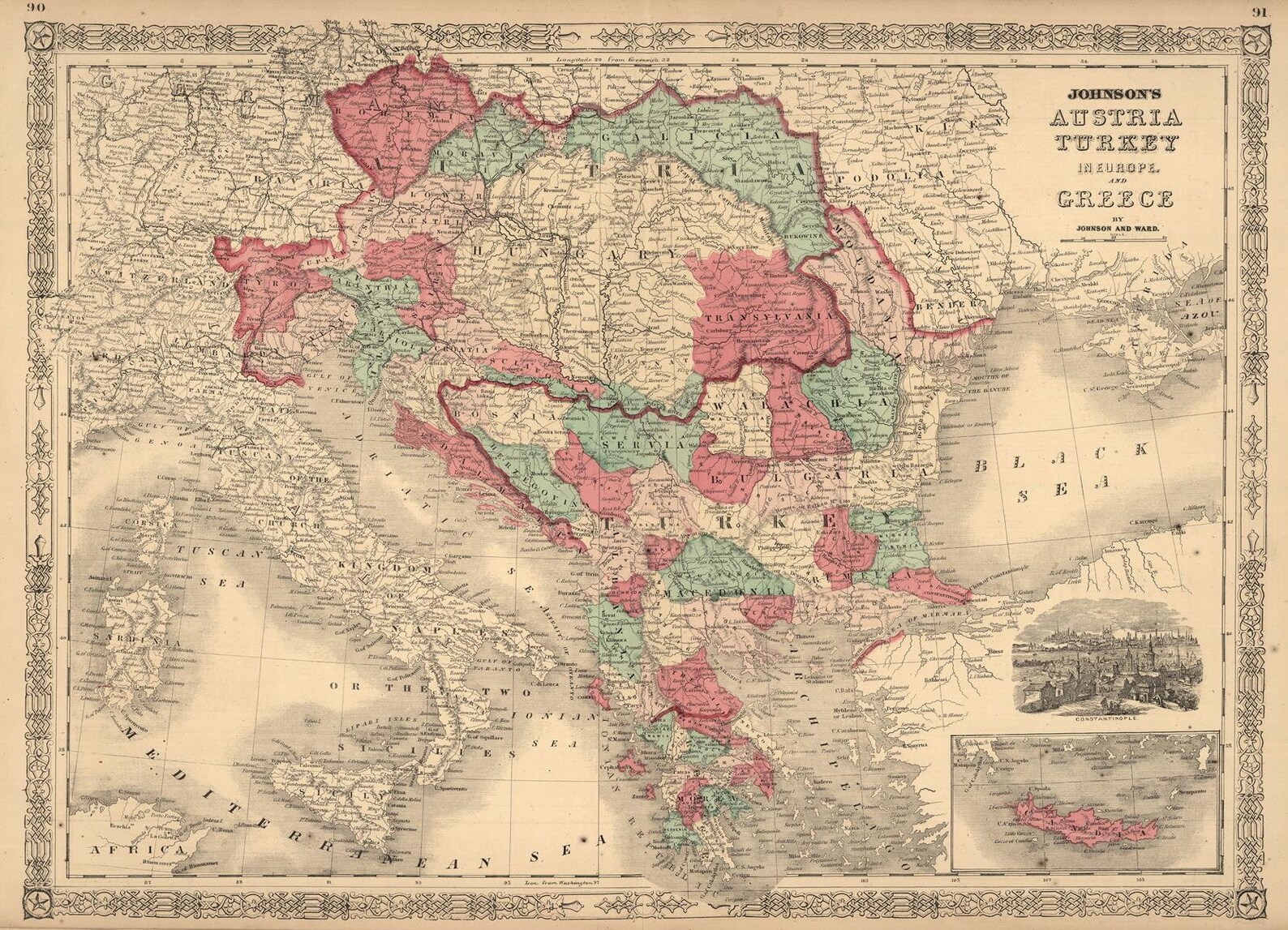 Old Map of Austria Turkey Hungary Macedonia 1865 Antique - Etsy