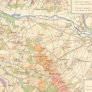 Champagne Wine Map Print: Montagne De Reims, 1944 Vintage Art - Etsy