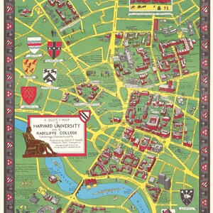 Old Pictorial Map of Harvard University Radcliffe College - Etsy