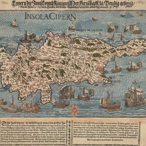 Ancient Map of Cyprus Print: 1570 Rare Reproduction, Antique Decor - Etsy