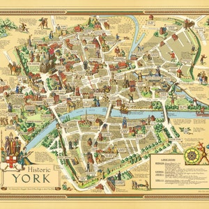 York Historical Map Art Print: 1947 Fine Reproduction - Etsy