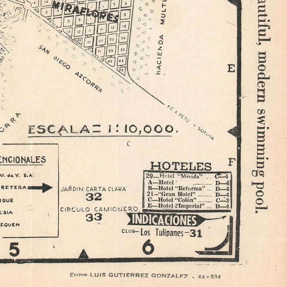 Old Map of Merida Yucatan Mexico 1953 City Plan Fine - Etsy