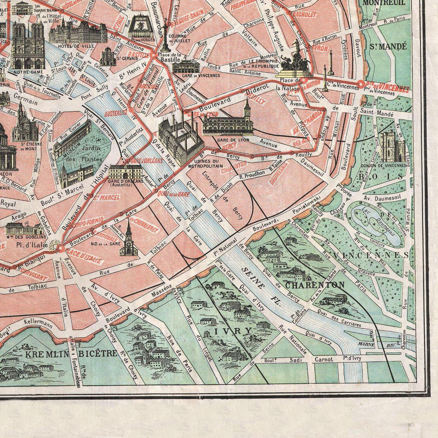 Antique Paris Map Print: 1932 Fine Art Reproduction - Etsy