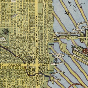 Old Map of Miami, 1935, Pictorial Map, Fine Reproduction, Large Map ...