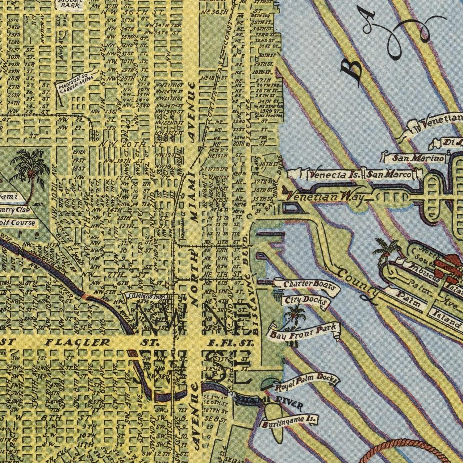 Old Map of Miami 1935 Pictorial Map Fine Reproduction - Etsy