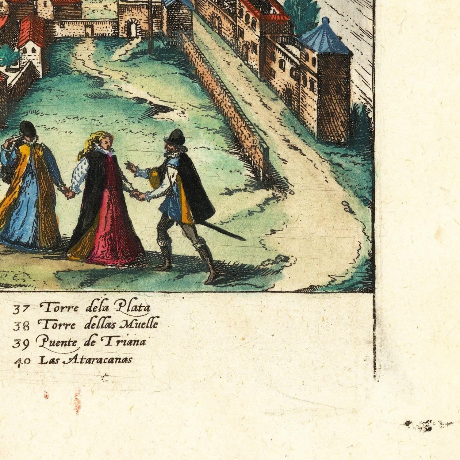 Ancient Map of Sevilla 1588 Very Rare Bird's Eye View - Etsy