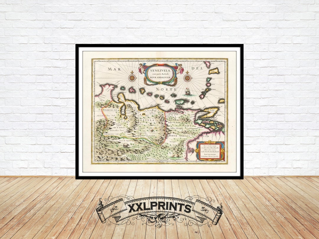 Venezuela Map Print: 1640 Ancient Map Reproduction, Fine Art Decor ...
