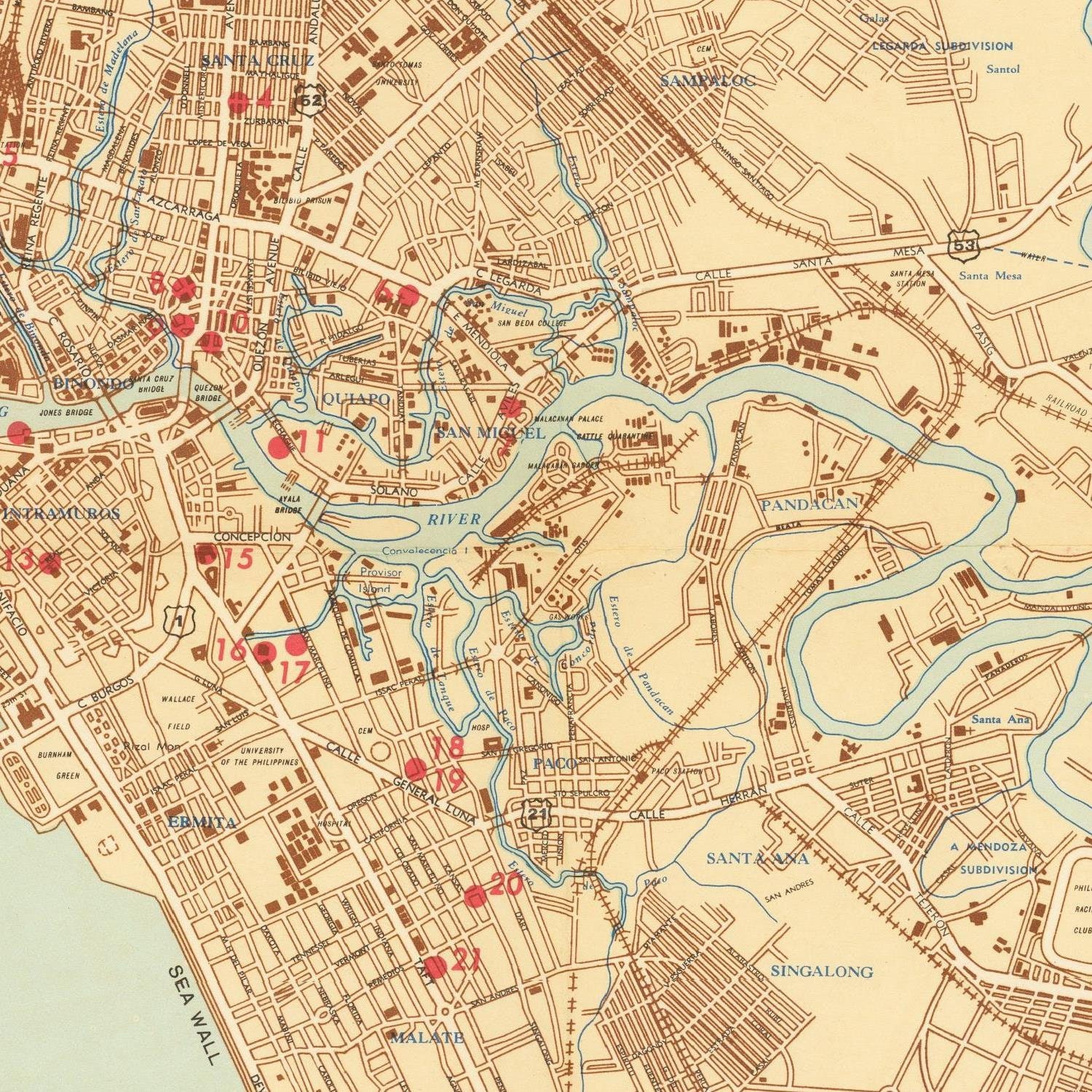 Old City Plan of Manila 1945 Antique Map Fine Reproduction | Etsy