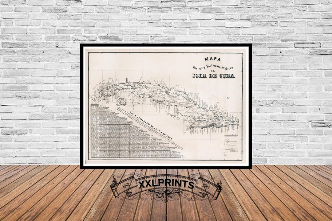 Cuba Map Art Print: 1855 Antique Map Reproduction - Etsy