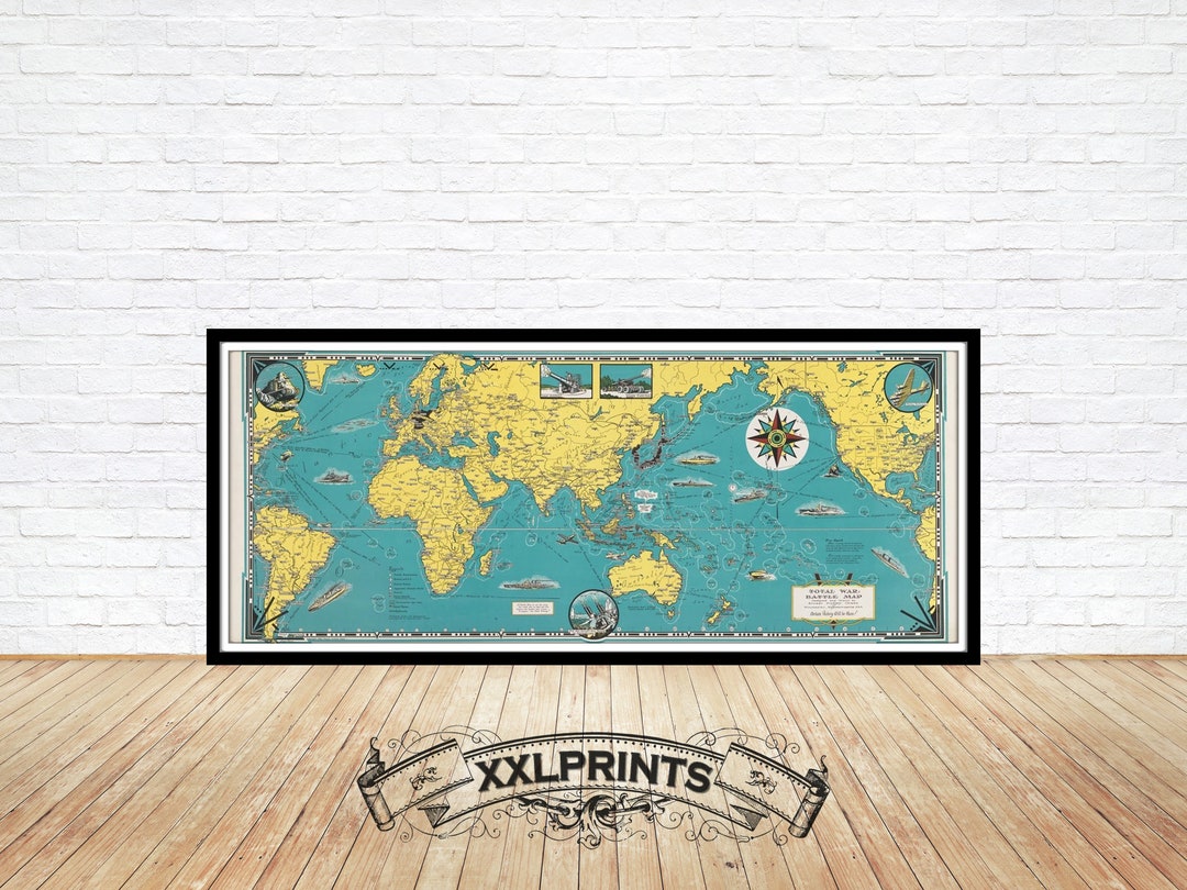 Total War Battle Map, 1942, Old Map, Antique, Fine Reproduction, Large ...