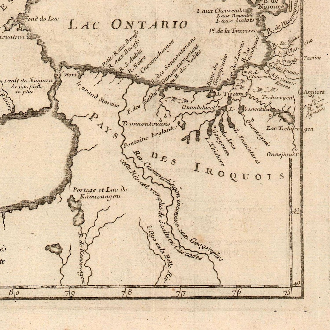 Old Map of Great Lakes 1744 Rare Map Antique Fine - Etsy