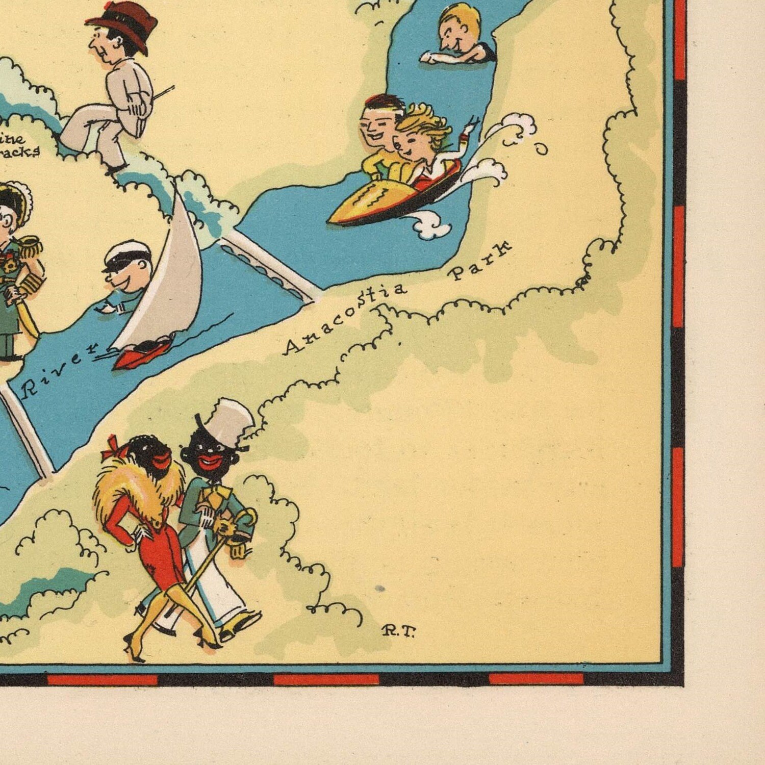 1935 Cartoon Map of District of Columbia Pictorial Map Fine - Etsy