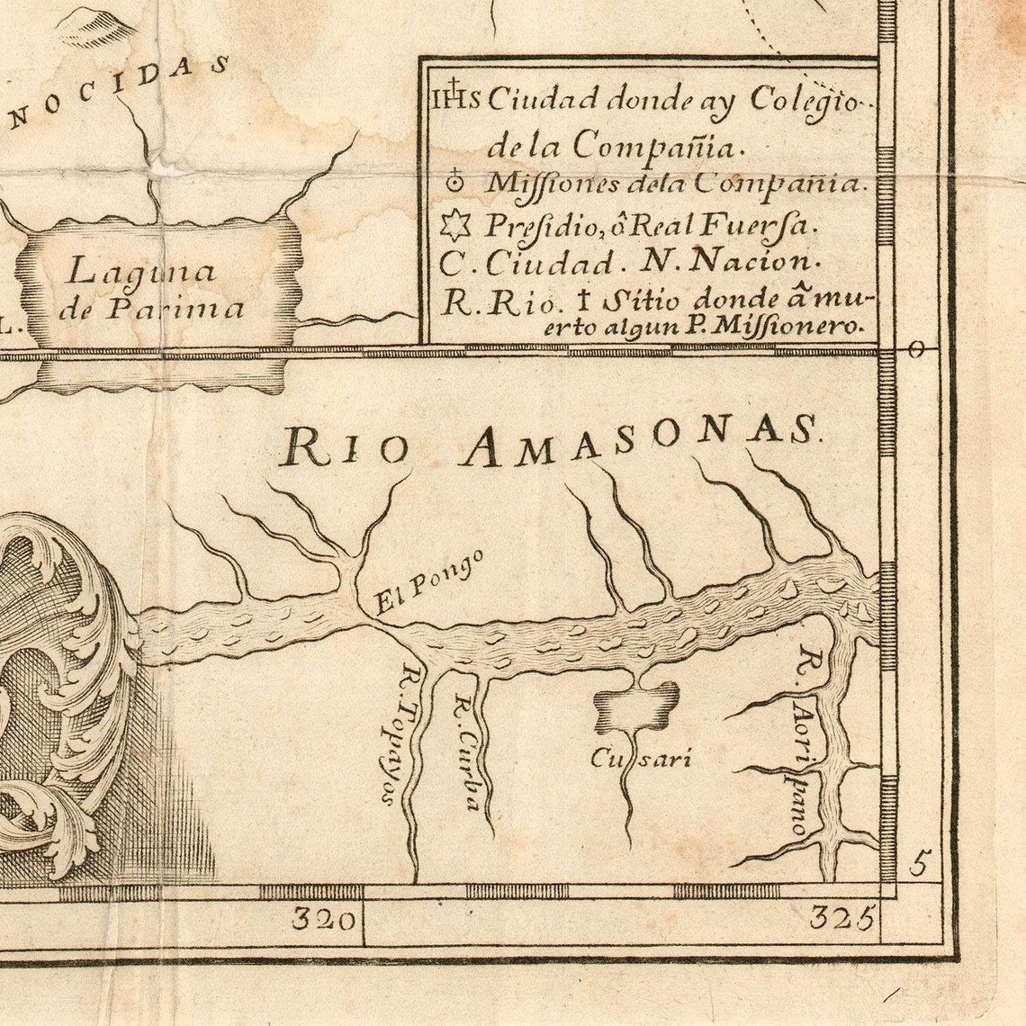 Ancienne carte du fleuve Orénoque Venezuela Colombie 1741 - Etsy France