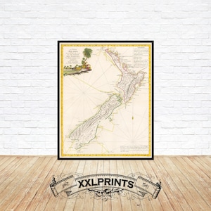 New Zealand Map Print: 1778 Antique Reproduction, Fine Art Giclée - Etsy