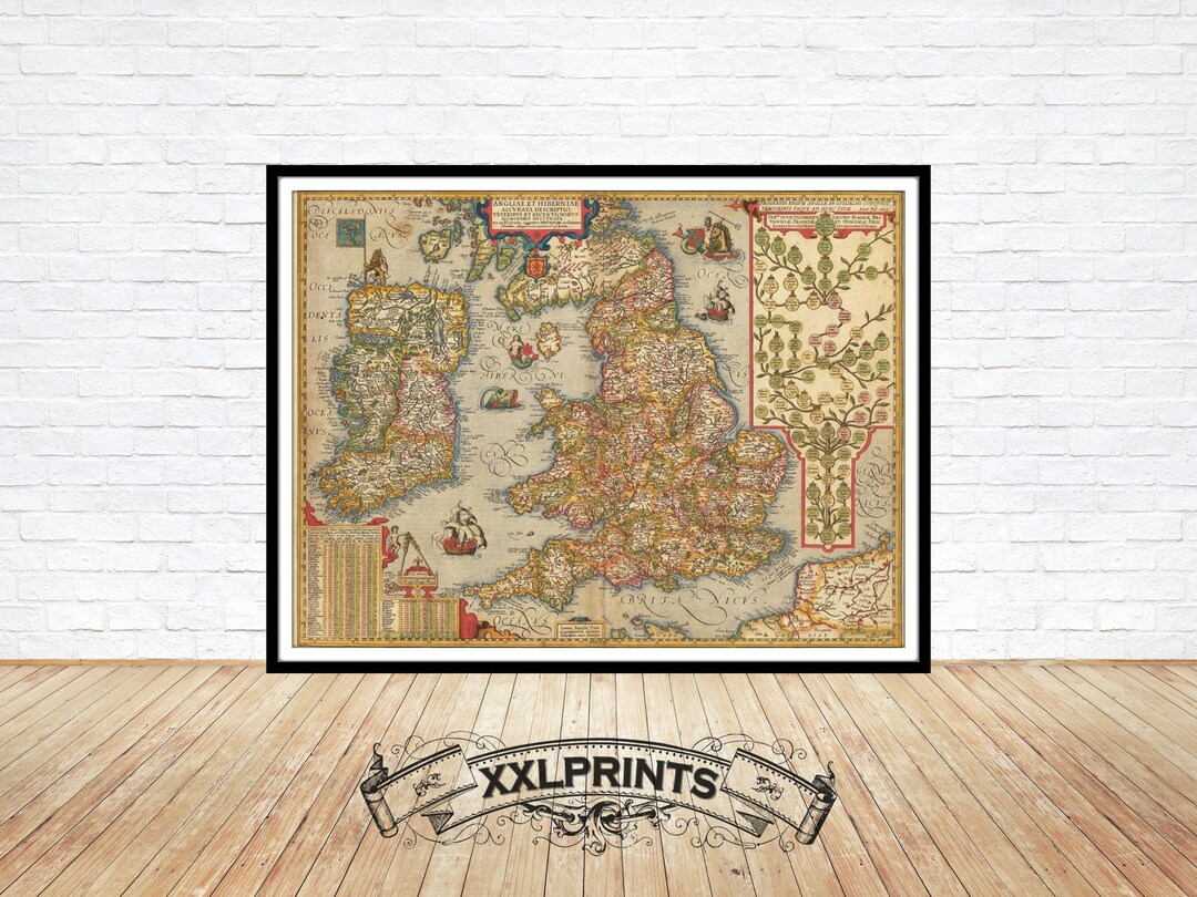 1606 Map of England & Ireland: Rare Fine Art Print - Etsy