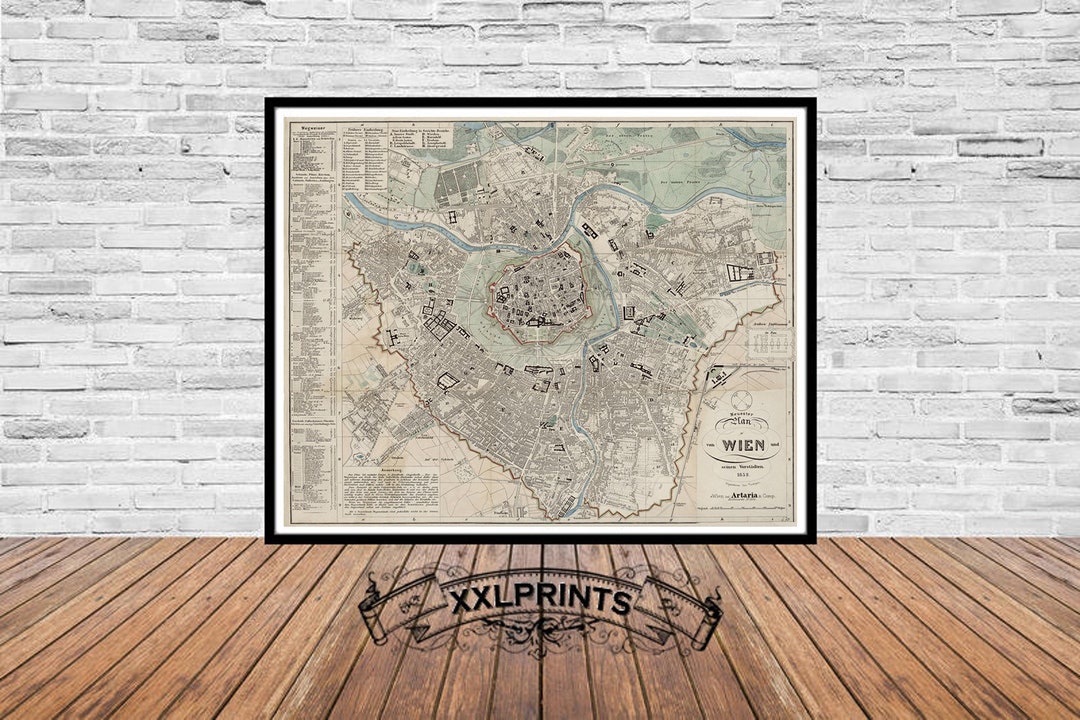 Antique Map of Vienna, 1852, Fine Reproduction, Large Map, Fine Art ...