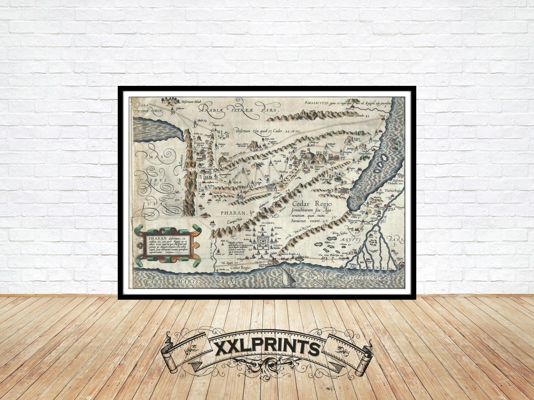Old Map of Holy Land, Desert of Paran, 1590, Very Rare, 12 Tribes of ...