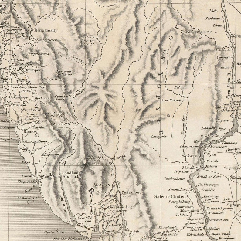 Old Map of Myanmar 1829 Antique Map of Burma Rare Fine - Etsy