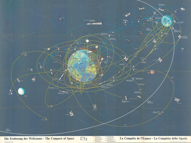 Antique Space Exploration Map Print: 19th Century Fine Art Reproduction ...