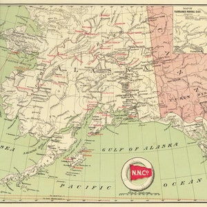 Old Map of Alaska, Gold Fields Map, 1910, Rare, Fine Reproduction ...