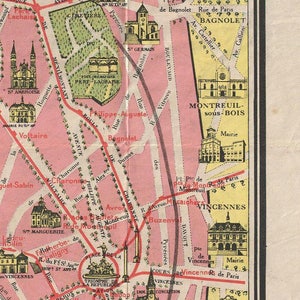Antique Paris Map Print: 1920s Reproduction, Large Fine Art - Etsy