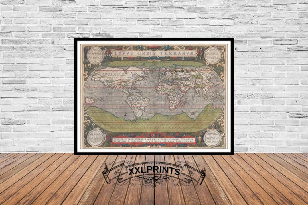 Ancient Map of the World, 1592, Rare Map, Fine Reproduction, Large Map ...