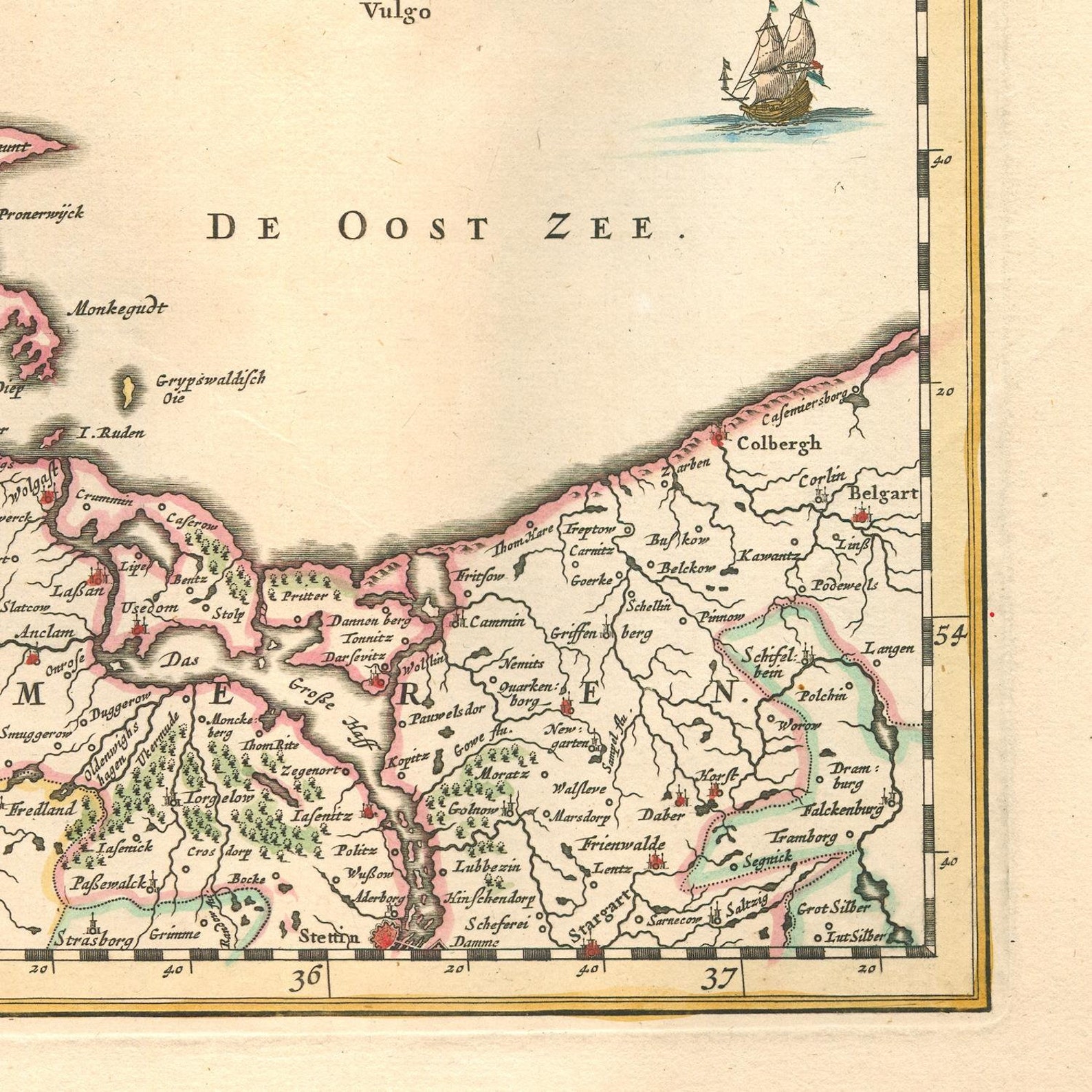 Ancient Map of Kingdom of Denmark 1650 Very Rare Map - Etsy