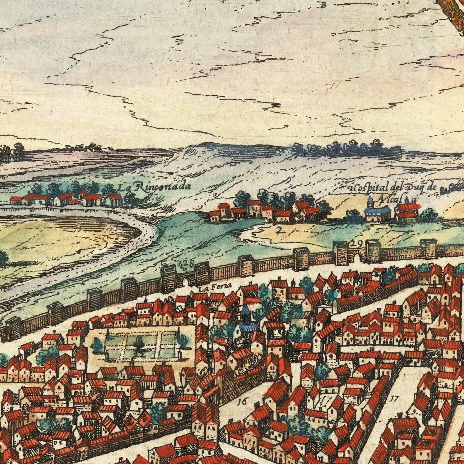 Ancient map of Sevilla 1588 very rare bird's eye view | Etsy