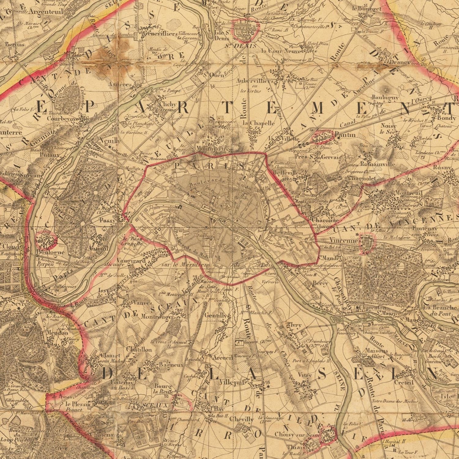 Antique Paris Map Print 1830: Extremely Rare Fine Art Reproduction - Etsy