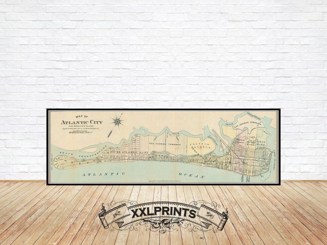 Atlantic City Map Print: 1902 Absecon Island, New Jersey - Etsy