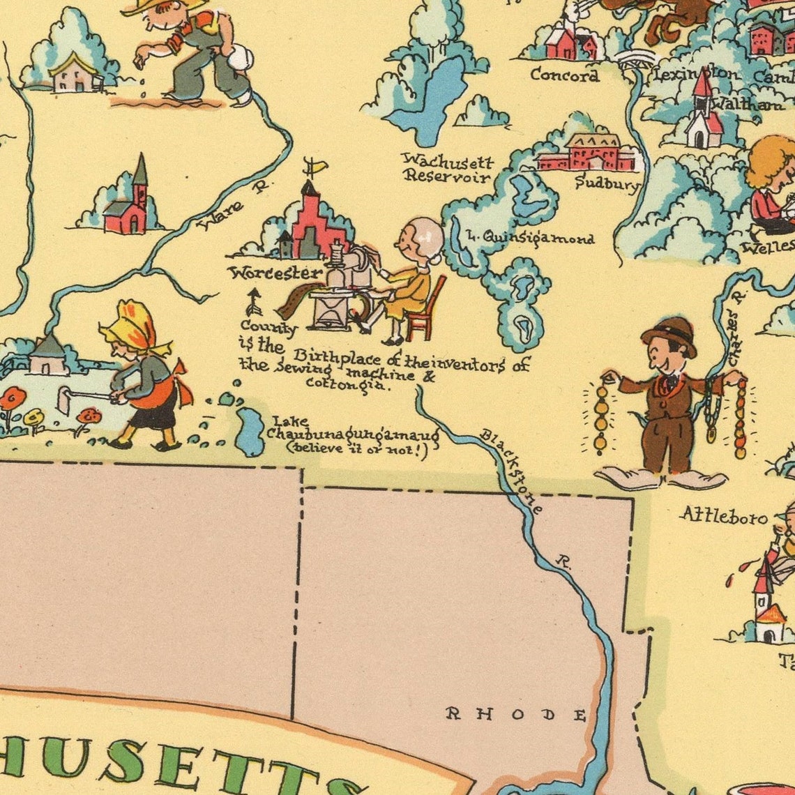 1935 Cartoon Map of Arkansas: Pictorial Fine Art Print - Etsy