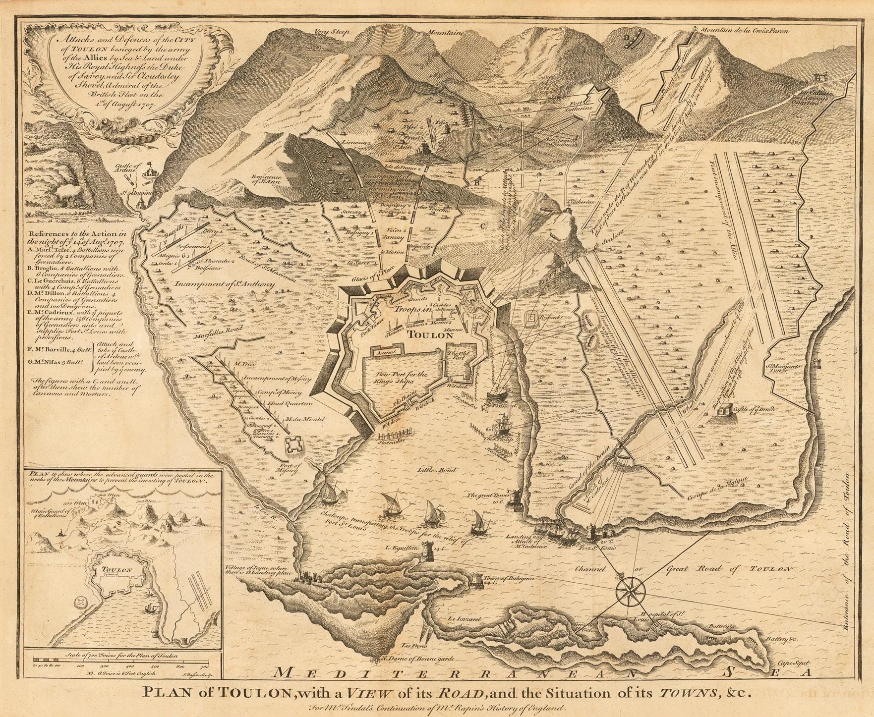 Antique Map of Toulon, France - 1740 Fine Art Print - Etsy