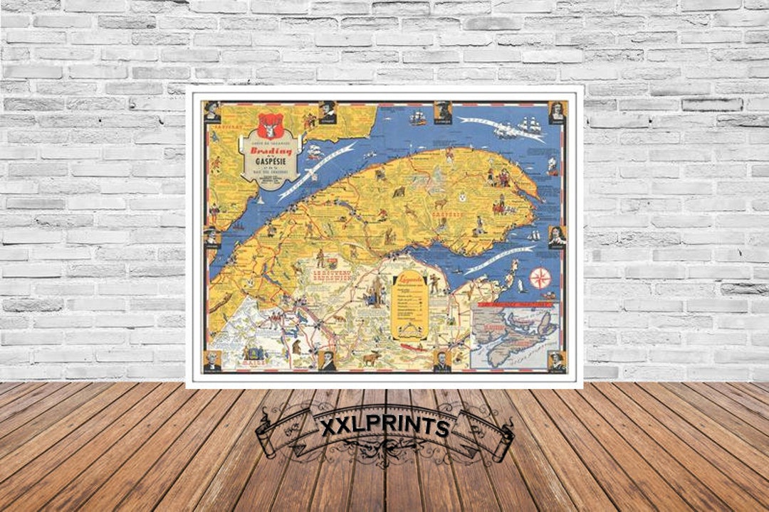 Gaspé Peninsula Map Print: 19th Century Canada, Fine Art Reproduction ...