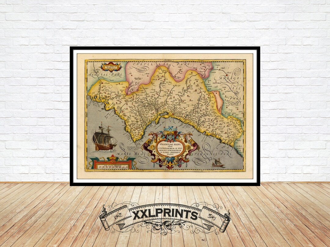 Valencia Map Print: 1608 Ancient Fine Art Reproduction - Etsy