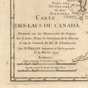 Old Map of Great Lakes, 1744, Rare Map, Antique, Fine Reproduction ...
